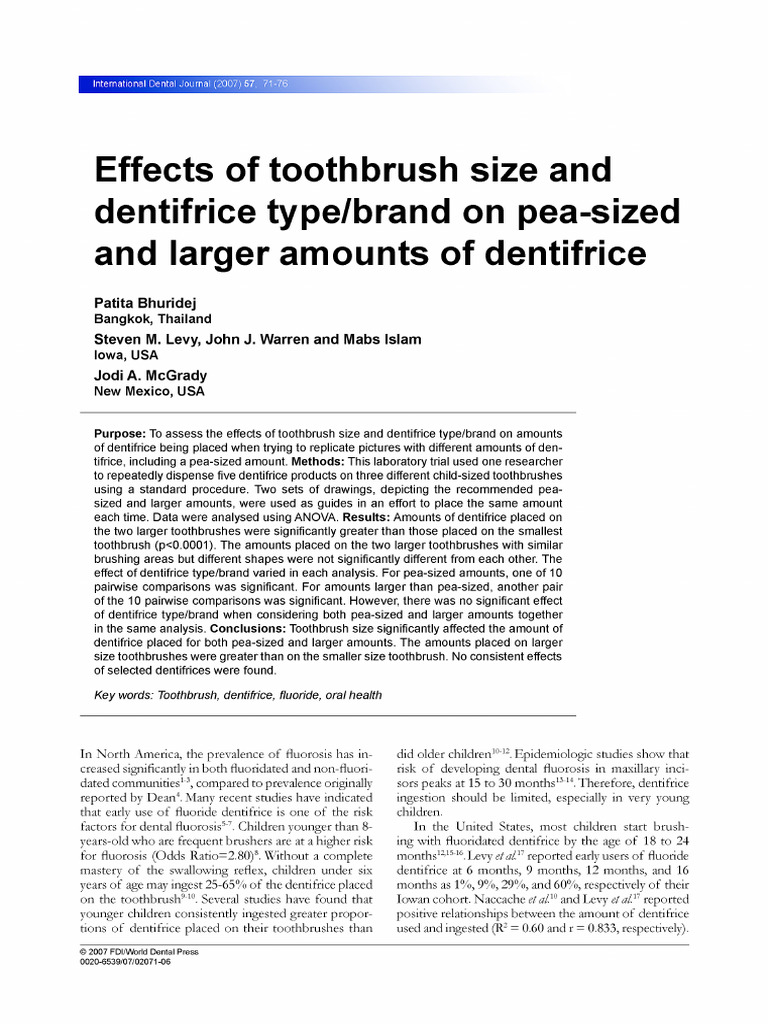 Effects of Toothbrush Size and | PDF | Toothbrush | Mouth