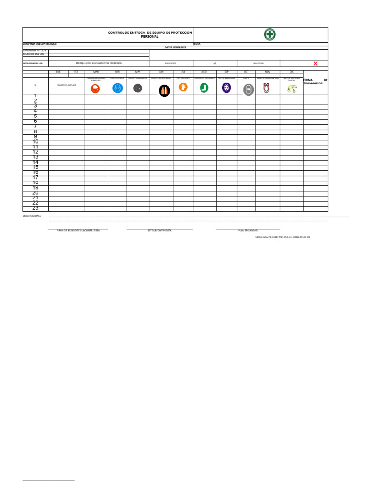 CONTROL ENTREGA DE EPP | PDF