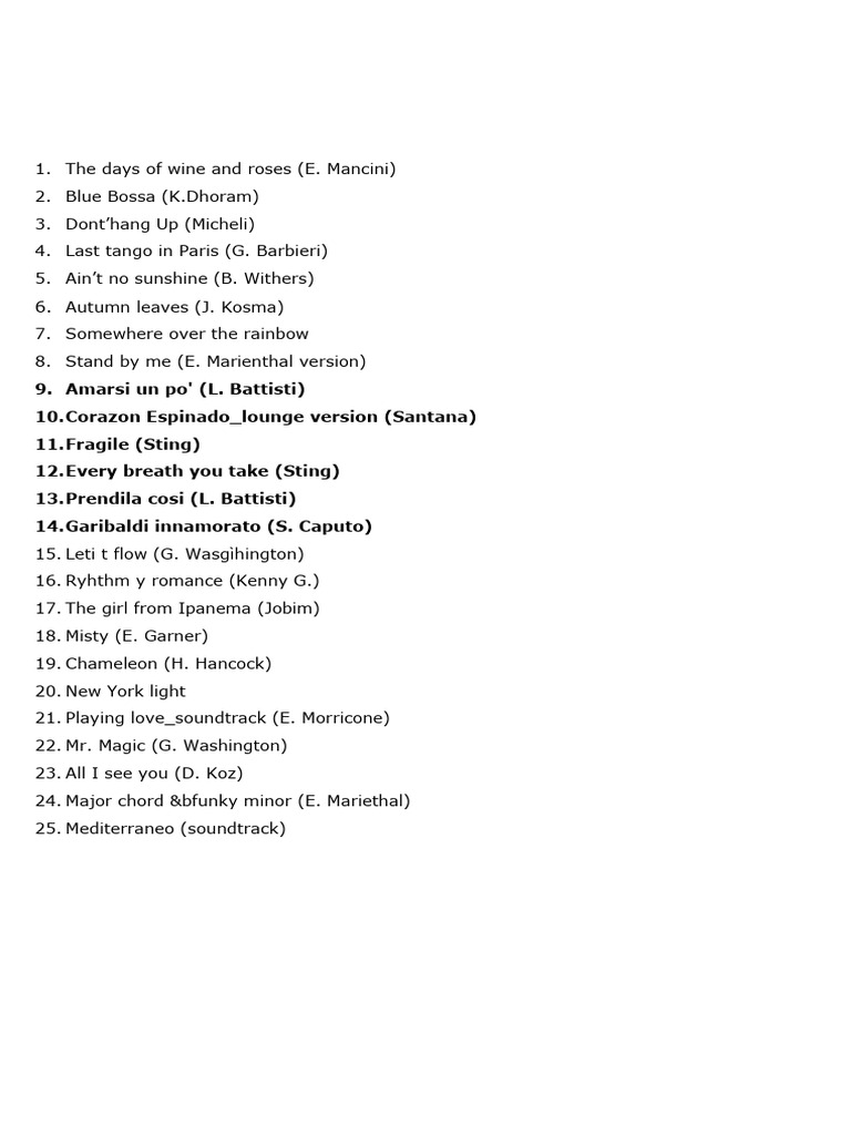 Lista Brani | PDF | Art | Poetry