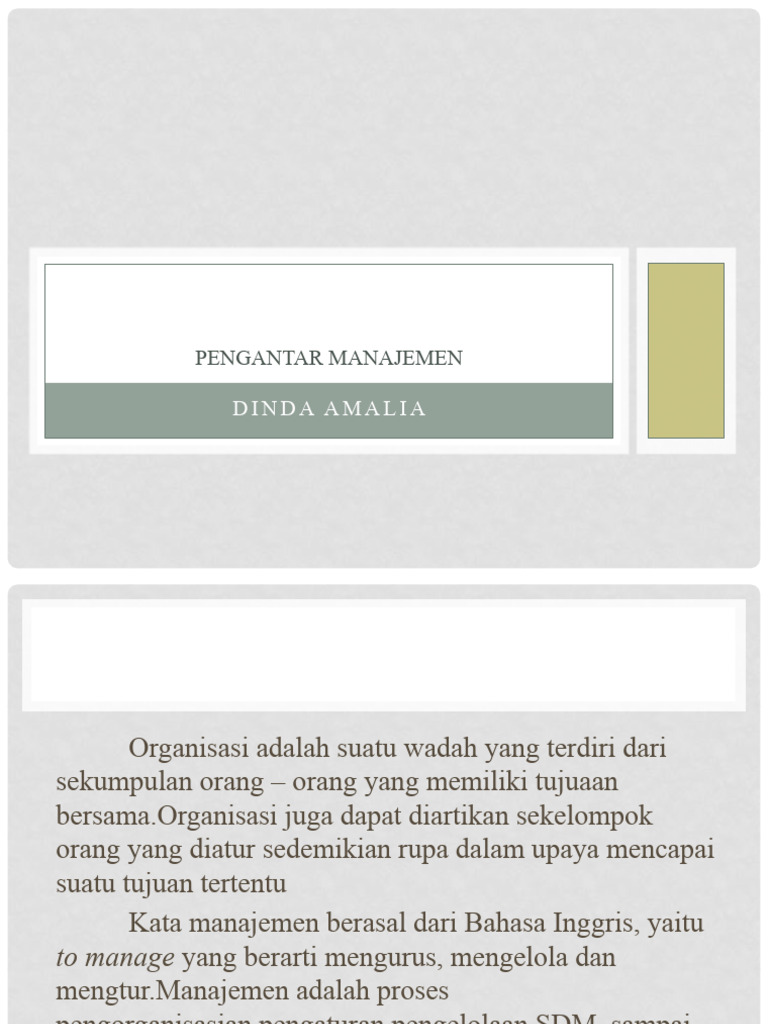PENGANTAR MANAJEMEN DINDA AMALIA | PDF