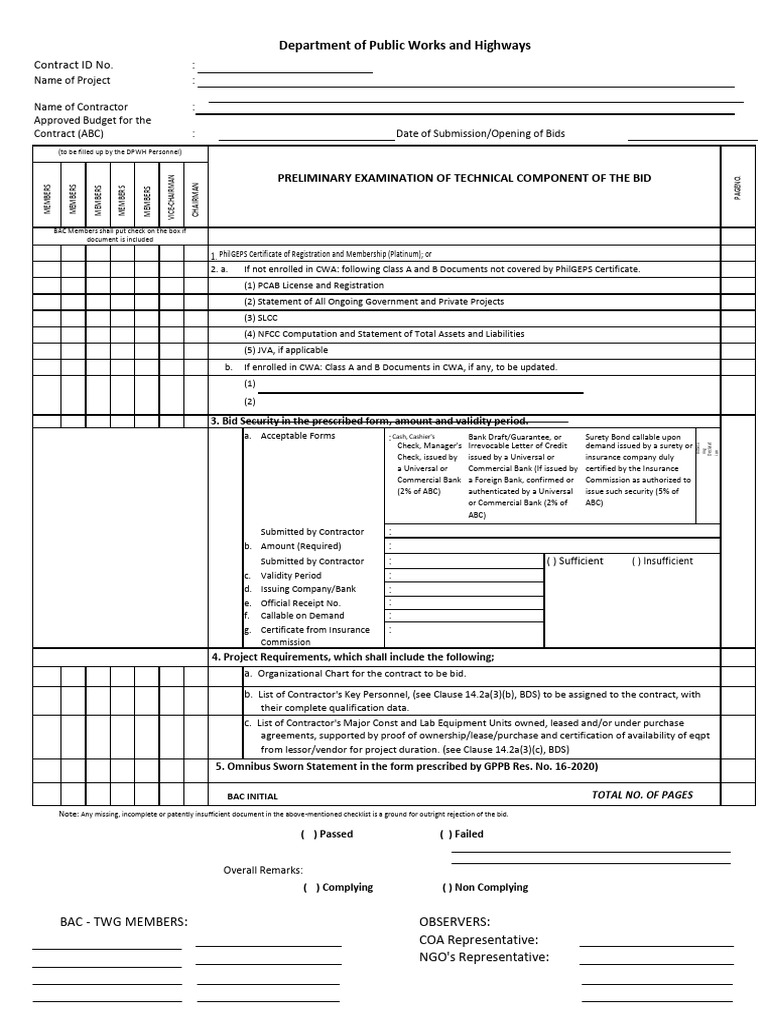 Checklist Infra-Envelope A | PDF | Surety | Banks
