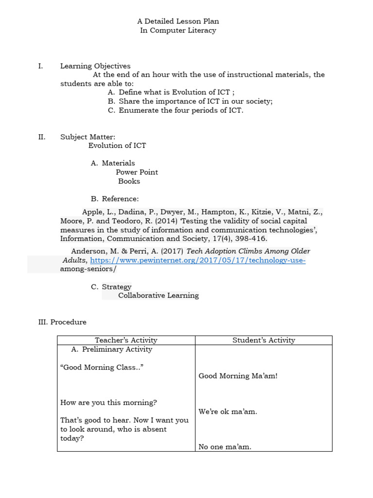 Detailed Lesson PLan Final | PDF | Educational Technology | Information And Communications ...