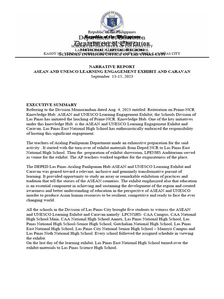 Narrative-Asean and Unesco Learning Exhibit and Caravan | PDF | Travel