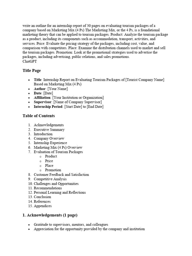 Write An Outline For An Internship Report of 30 Pages On Evaluating ... Write An Outline For An Internship Report of 30 Pages On Evaluating ...