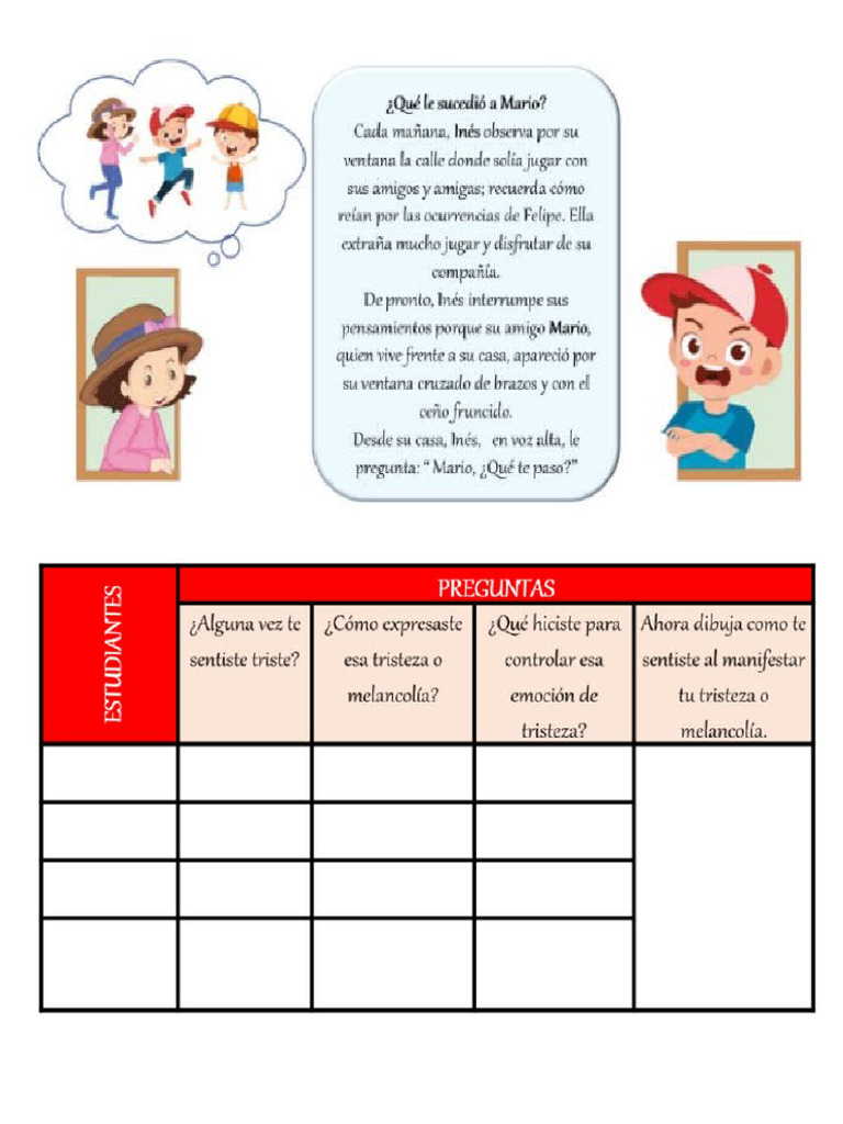 fichas de trabajo de las emociones | PDF