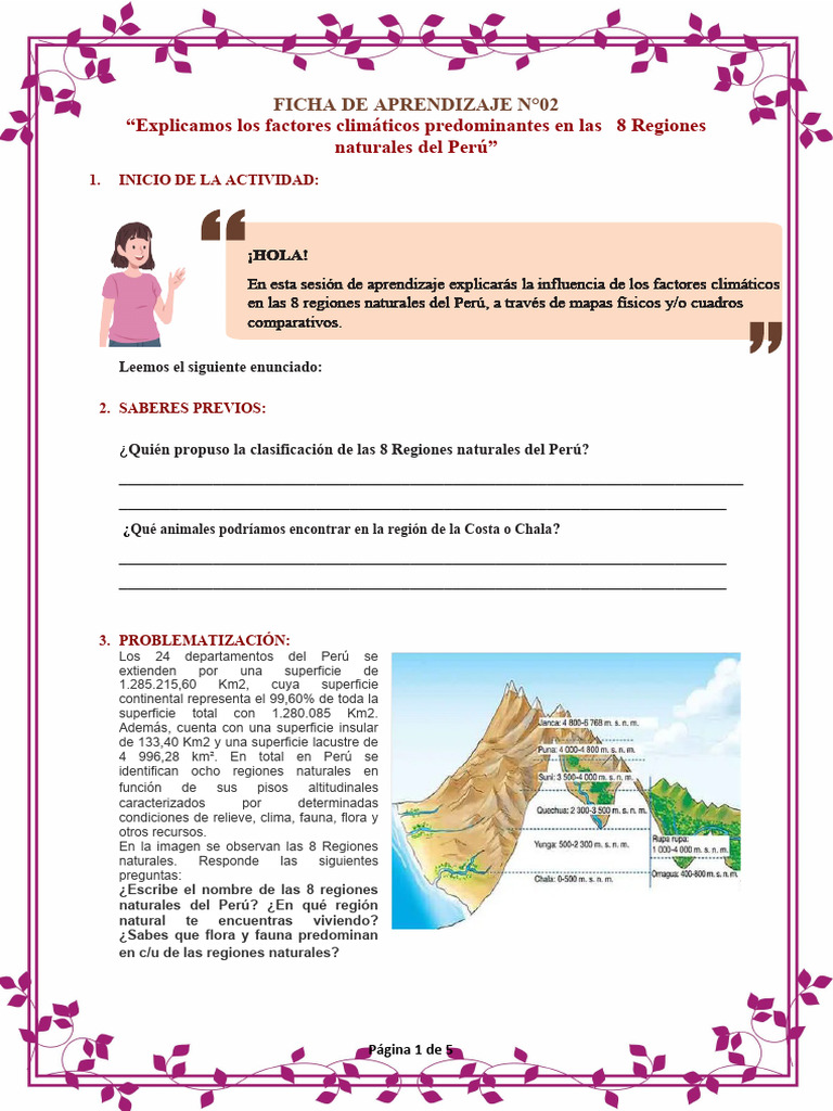 Ficha de Aprendizaje N°02 - 2do Grado | PDF | Perú | Clima