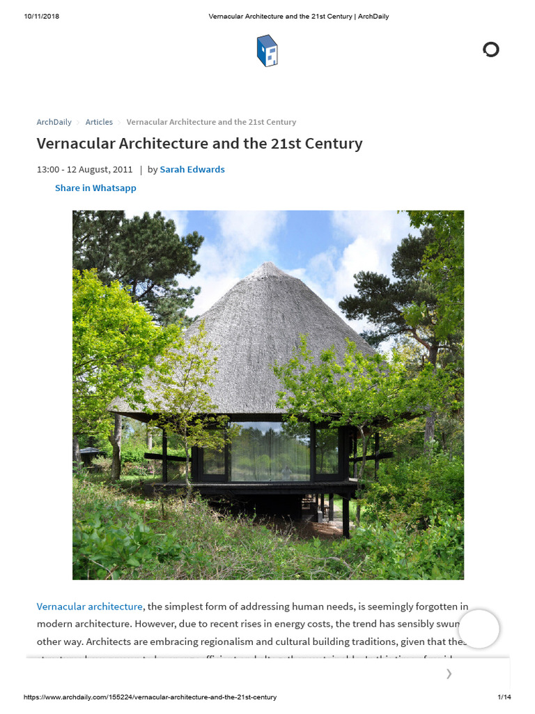 Vernacular Architecture and The 21st Century - ArchDaily | PDF | Real ...