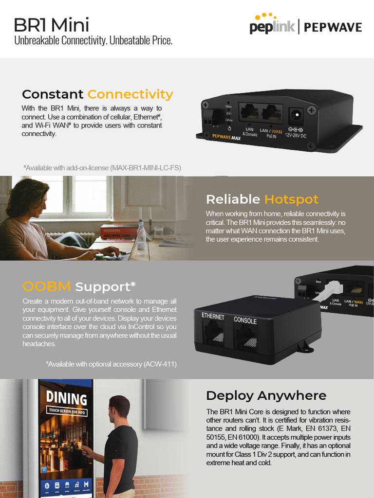 Pepwave Max br1 Mini Lte Datasheet | PDF | Wi Fi | Mobile Technology