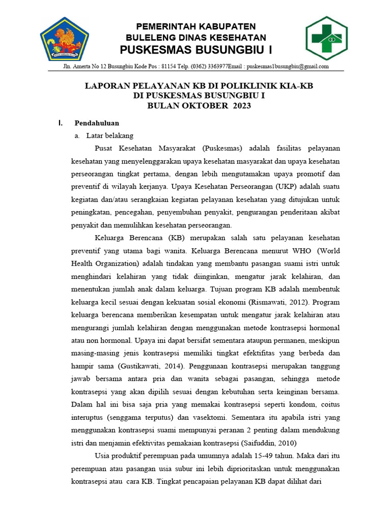 1.pelayanan KB Di Poliklinik KIA-KB SDH | PDF