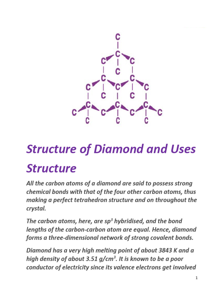 Structure of Diamond and Uses | PDF | Silicon Dioxide | Graphite
