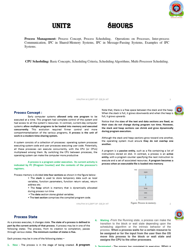 UNIT-2 Full | PDF | Process (Computing) | Scheduling (Computing)