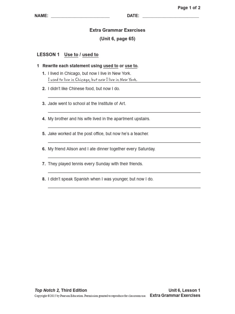 Unit 06 Extra Grammar Exercises | PDF