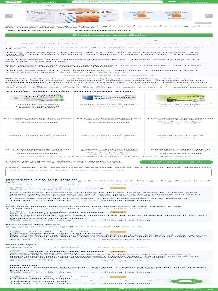 Thuốc Exomuc 200mg Hộp 30 Gói-Nhà Thuốc An Khang | PDF