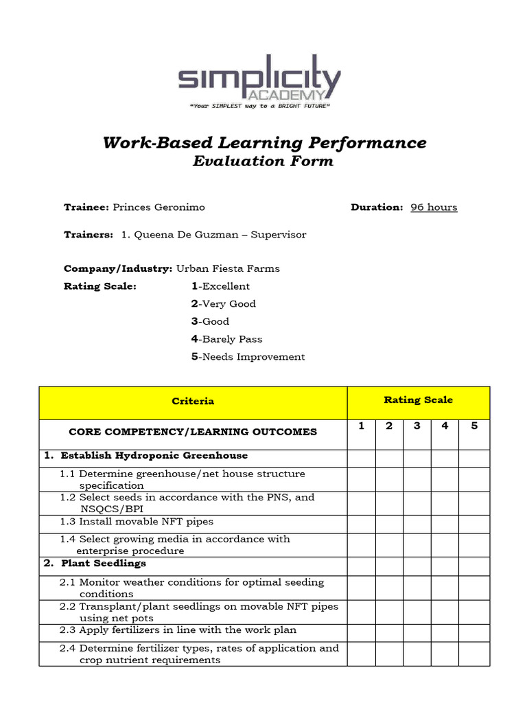 Performance Evaluation Form | PDF