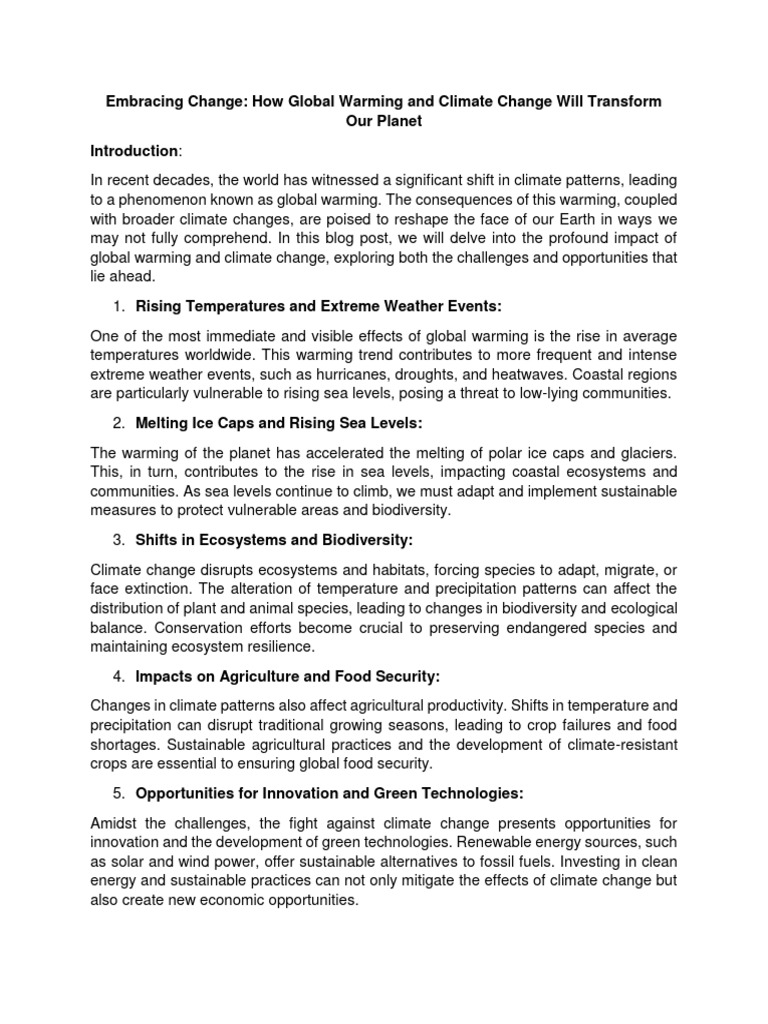 Embracing Change | PDF | Climate Change | Climate Change Mitigation