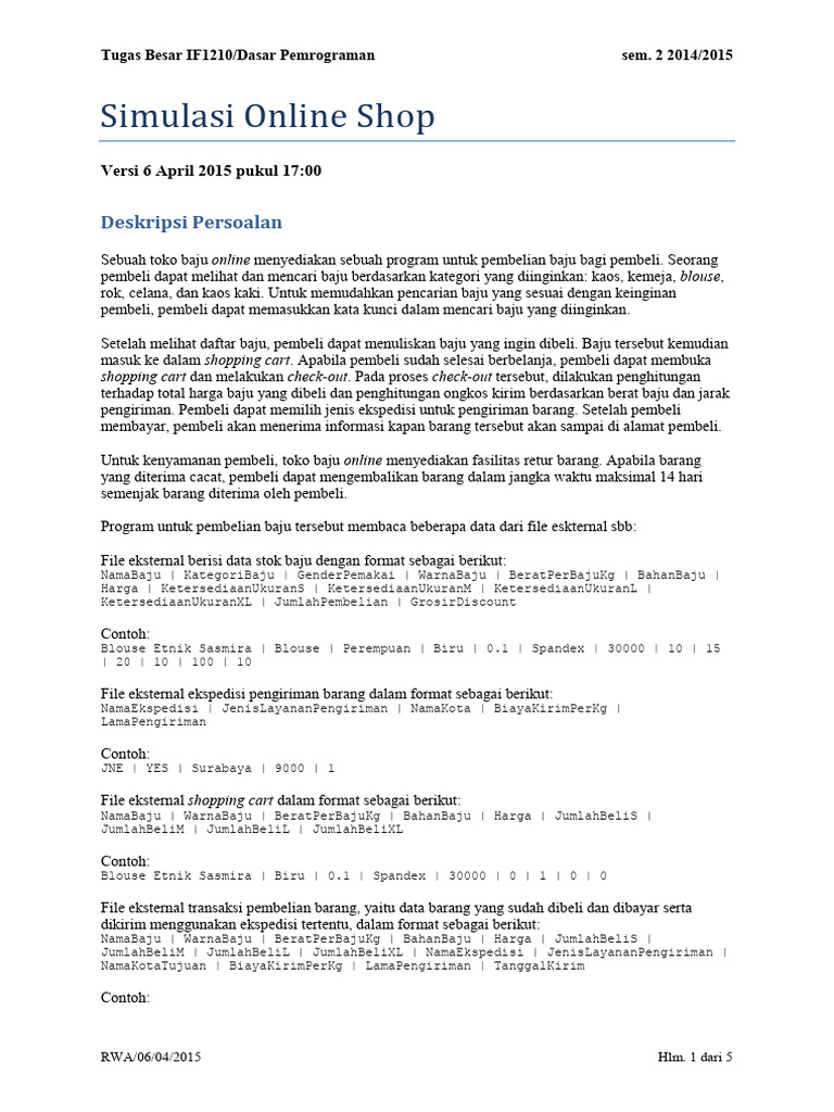 Final_IF1210_Spesifikasi_TugasBesar_OnlineShop_v2 | PDF