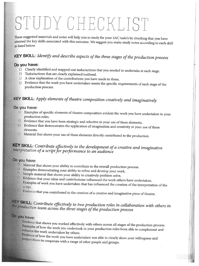 Acting Smart 3.1 Checklist | PDF