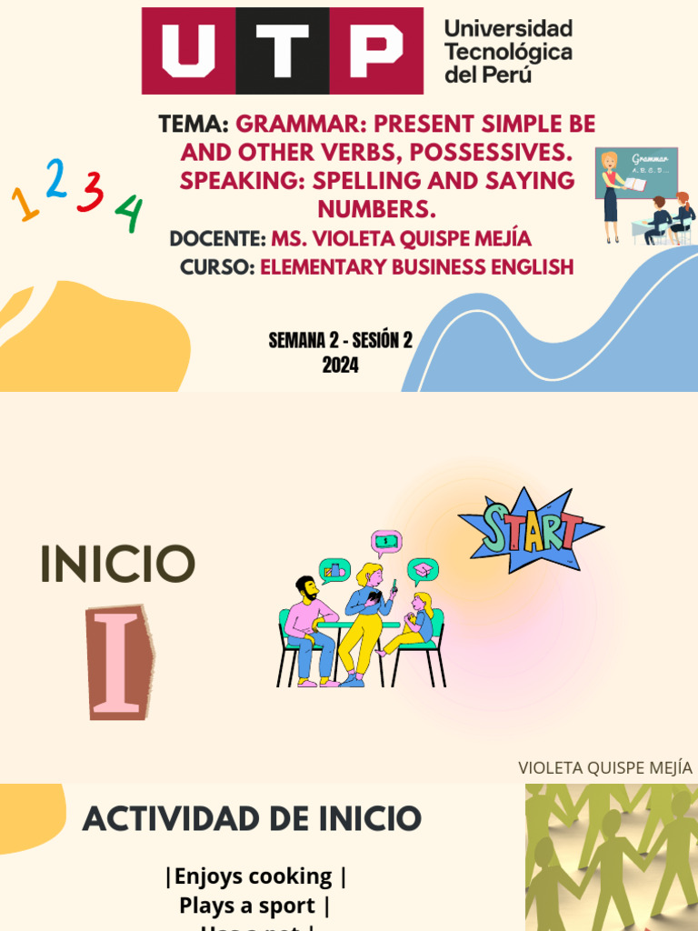 Sesion 2 - Verb Be, Numbers | PDF | Linguistic Typology | Syntax