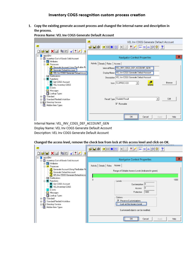 Inventory COGS Custom Workflow Process Steps | PDF | Inventory | Receipt