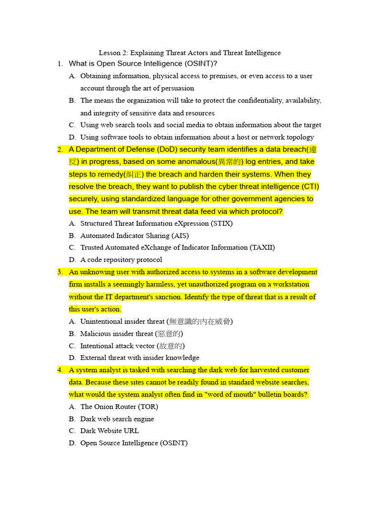 Lesson 2 Explaining Threat Actors and Threat Intelligence | PDF ... Lesson 2 Explaining Threat Actors and Threat Intelligence | PDF ...