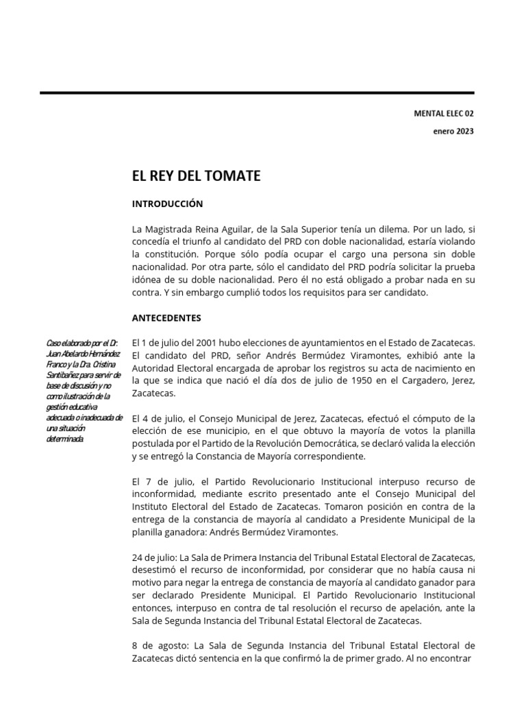 Rey Del Tomate Final | PDF | México | Partido Revolucionario Institucional