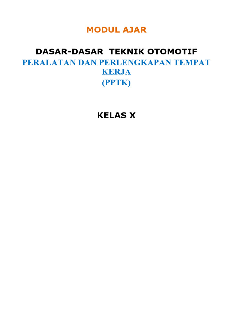 MODUL AJAR Peralatan Dan Perlengkapan Tempat Kerja (PPTK) Kelompok 2 | PDF