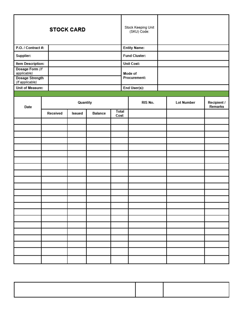 Stock and Bin Card Formats in Pharmacy | PDF