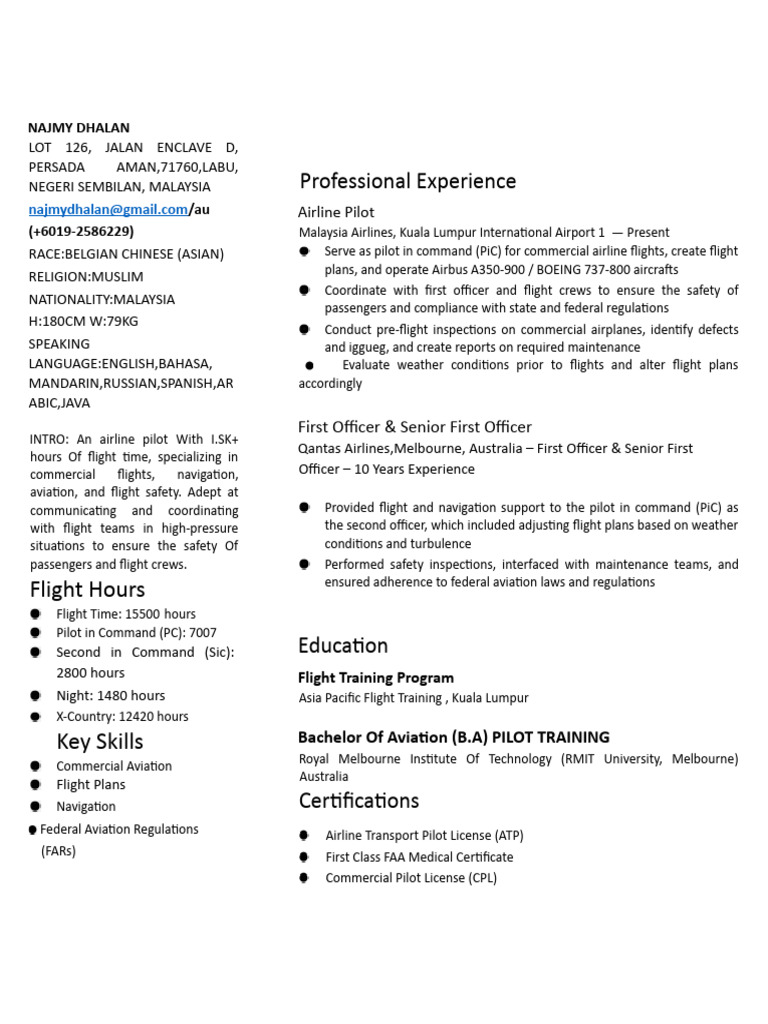 Pilot Example-1 | PDF | Airlines | Aviation