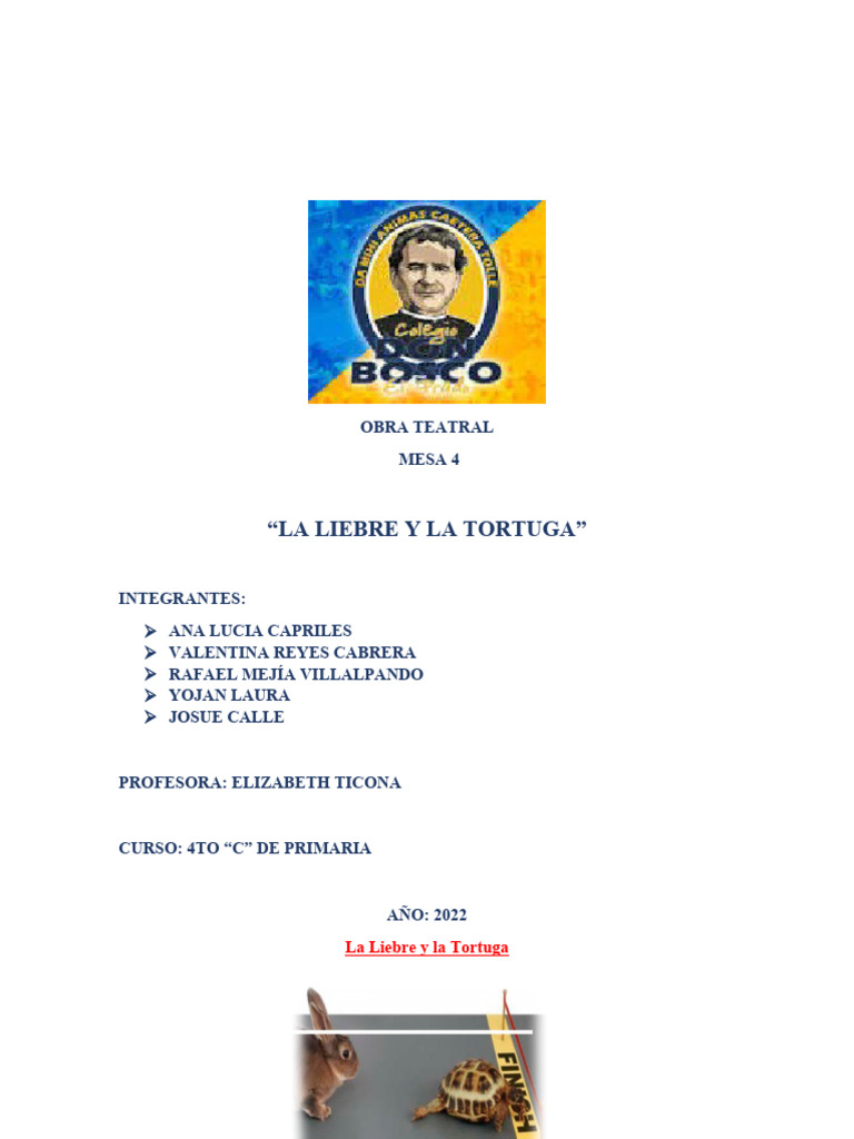 La Liebre y la Tortuga texto final | PDF