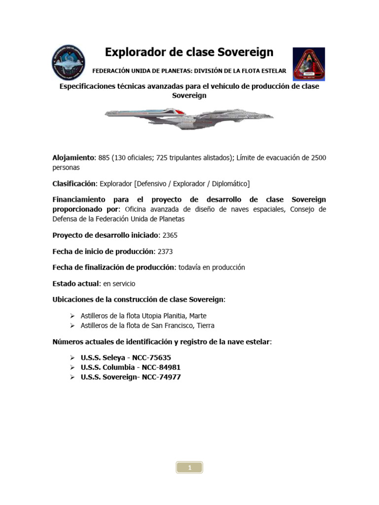 Explorador Clase Sovereign | PDF | Enterprise de la nave espacial ...