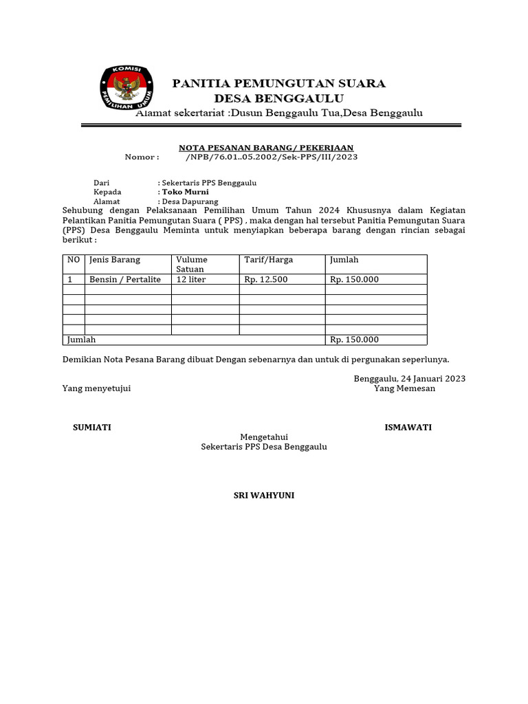 Nota pesANAN | PDF