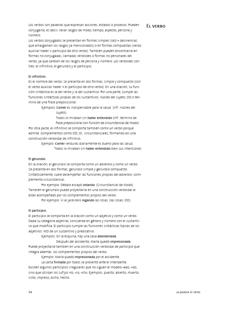 El Verbo - Paradigma Verbal | PDF | Verbo | Asunto (gramática)