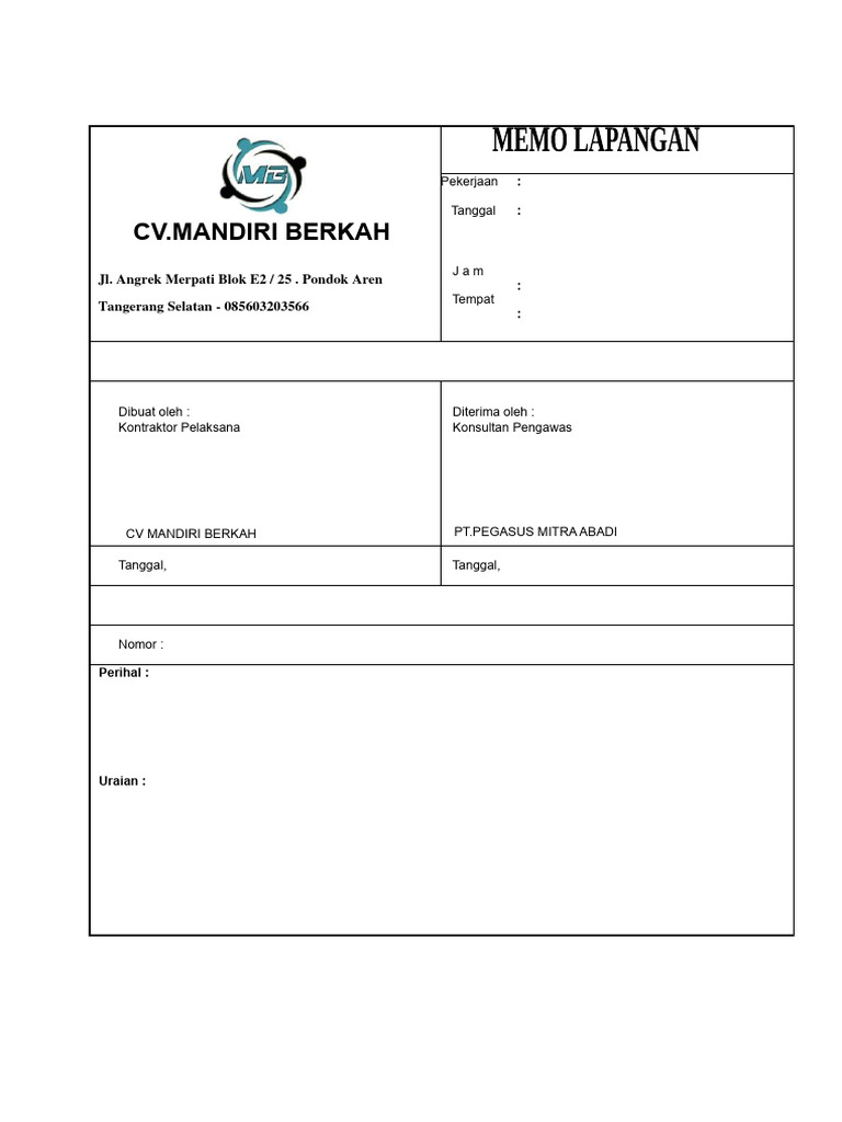 Memo Lapangan | PDF