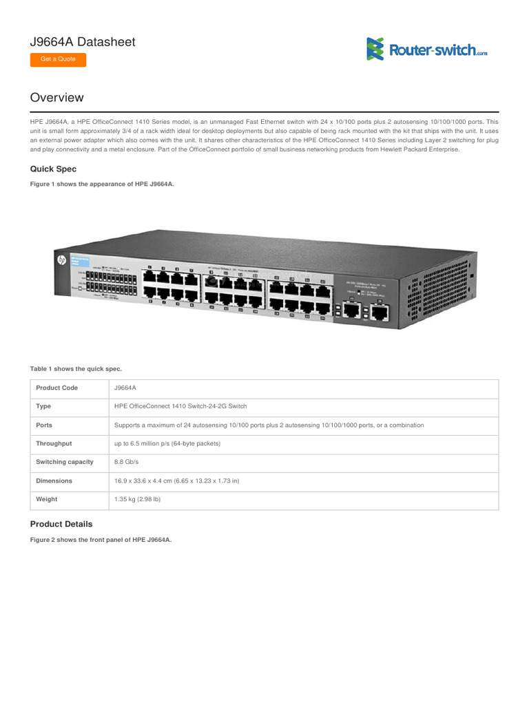 J9664a Datasheet | PDF | Computer Engineering | Computing