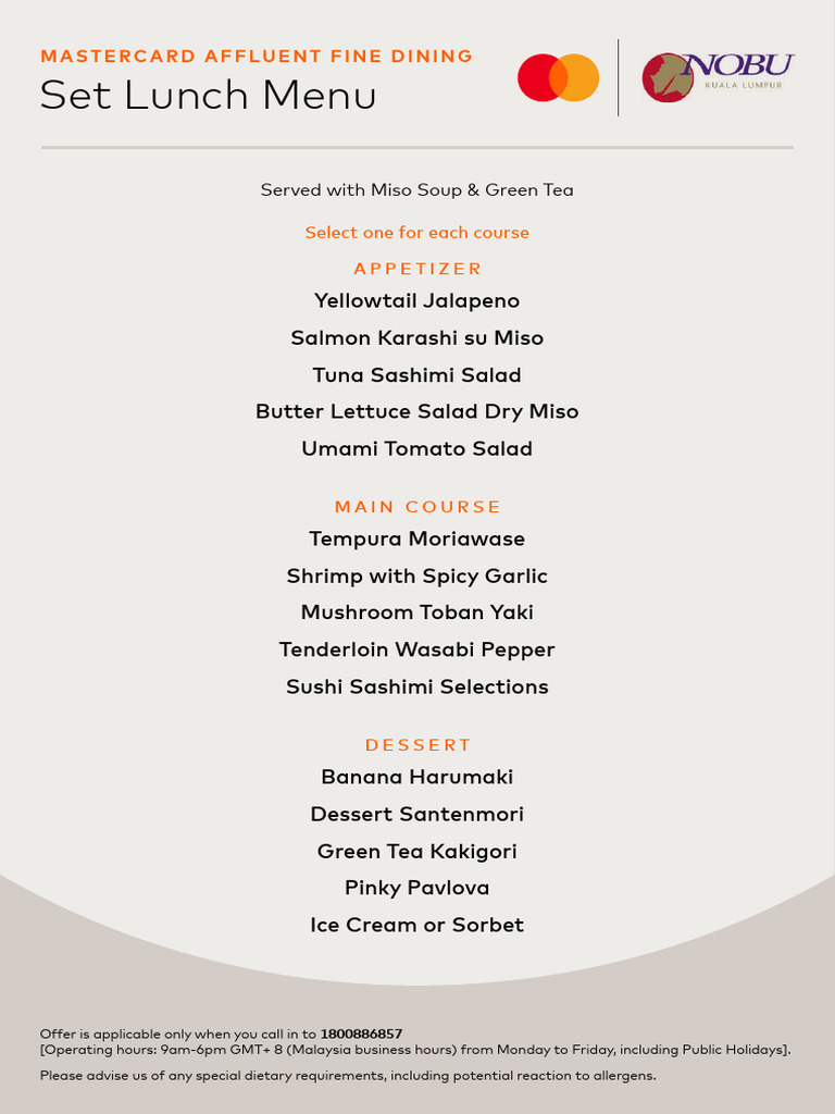 MC 340.24 - MC Affluent Fine Dining Program - Restaurant Menu R3 (Nobu ...