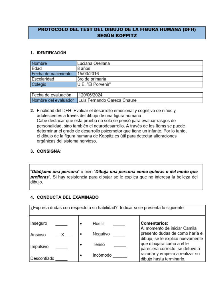 5. PROTOCOLO DFH Y TABLA | Descargar gratis PDF | Ansiedad | Las emociones