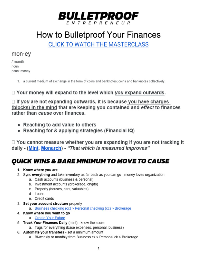 10-Bulletproof Finances | PDF | Money | Trade