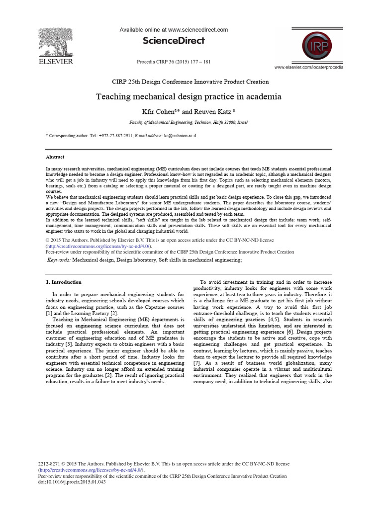 Teaching Mechanical Design Practice Pdf Mechanical Engineering