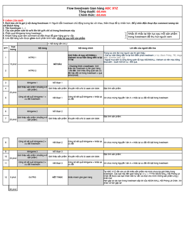 Livestream Script Form - Revise | PDF