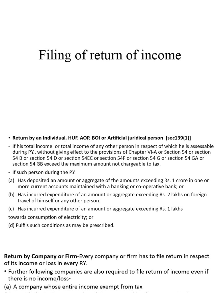 Filing of Return of Income NEW (34353) | PDF | Taxes | Government Finances