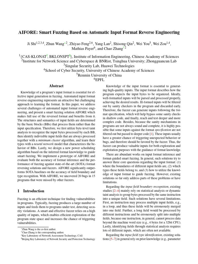 Smart Fuzzing Based On Automatic Input Format Reverse Engineering | PDF | Computer Science ...
