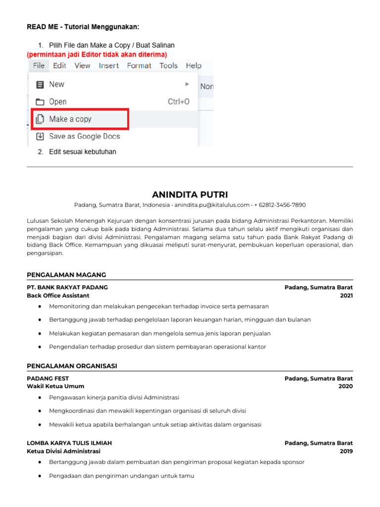 CV Ats Friendly Fresh Graduate | PDF