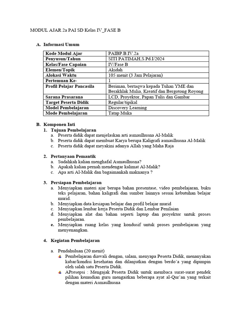 MODUL AJAR PAI BAB 2 | PDF