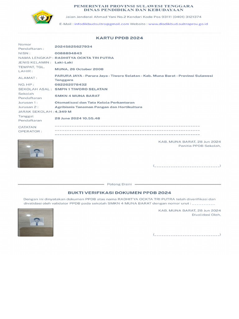 Kartu - PPDB RADITYA | PDF