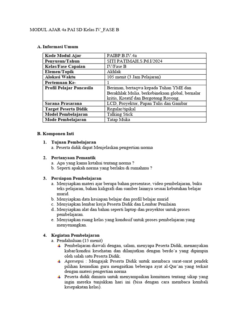 Modul Ajar Pai Bab 4 | PDF