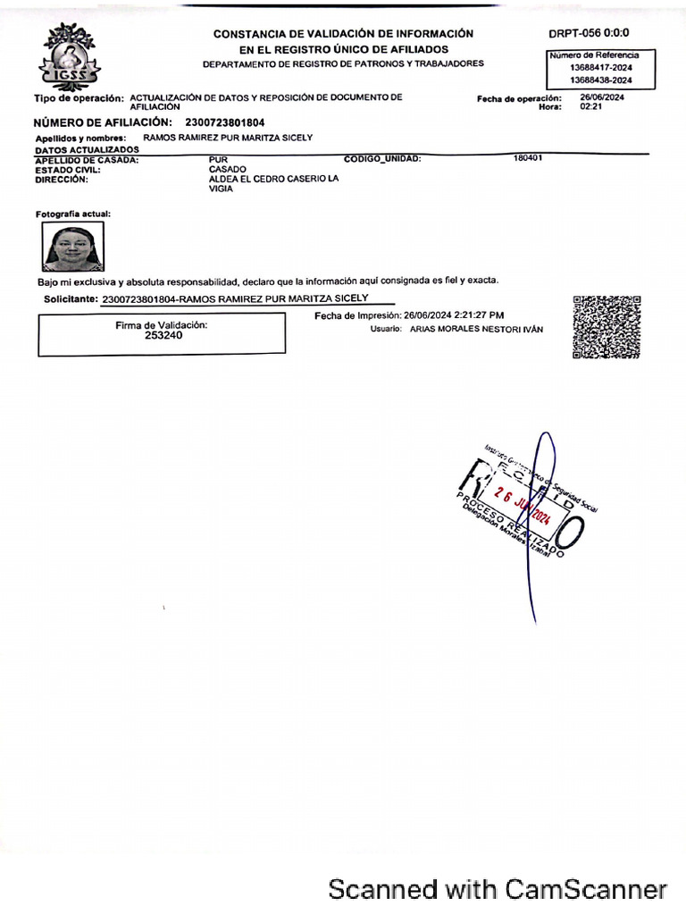 Constancia de IGSS Actualizada Maritza Ramos De Pur | PDF