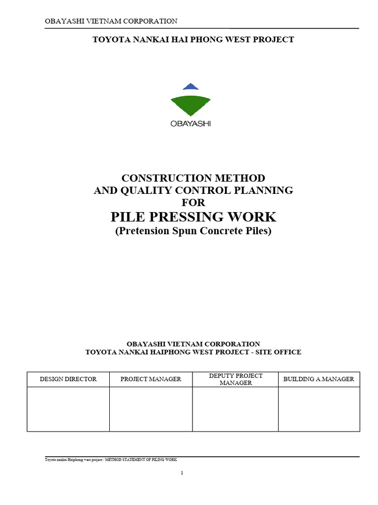 Pile Pressing Work | PDF | Deep Foundation | Welding