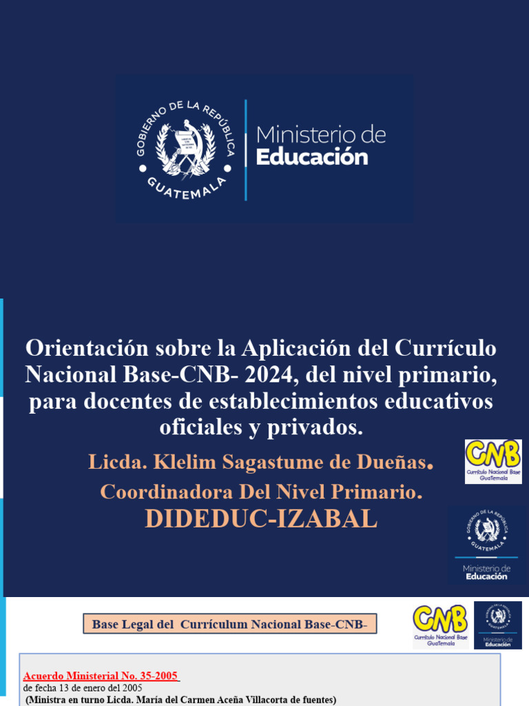 Orientación Sobre La Aplicación Del CNB, Primaria, para Replicar | PDF | Plan de estudios ...