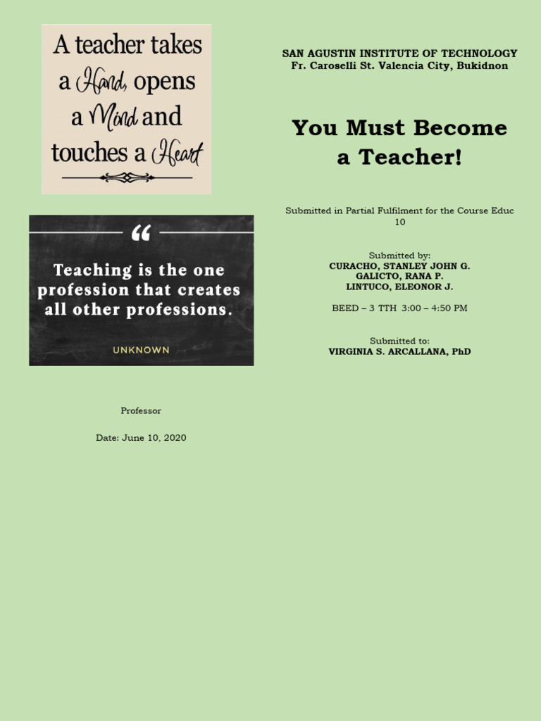 educ 10 promoting teacher | PDF | Teachers | Behavior Modification