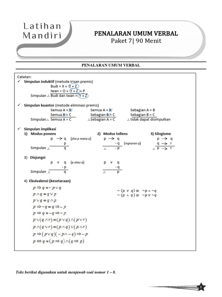 Soal Latihan Mandiri SI SBMPTN - Penalaran Umum - Paket 7 | PDF